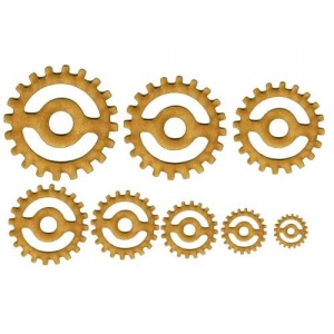 Wooden Steampunk Cog Shape Style 6